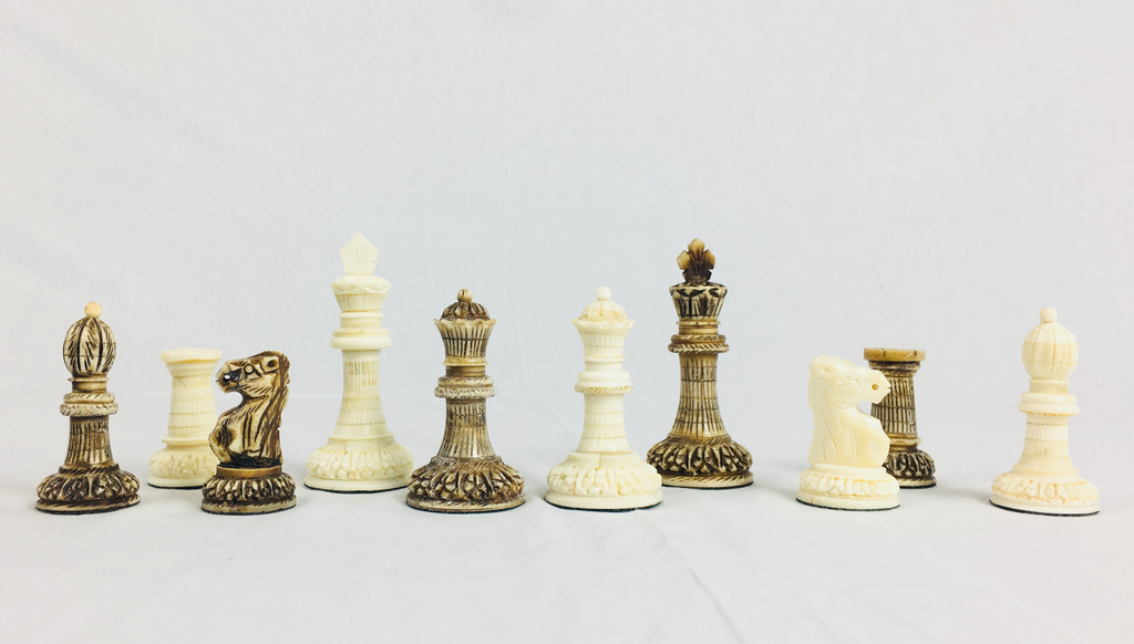 Carved Camel Bone Chess Pieces with Storage Box – Chess Boutique